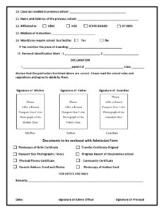 Application Form – The Ooty Public School